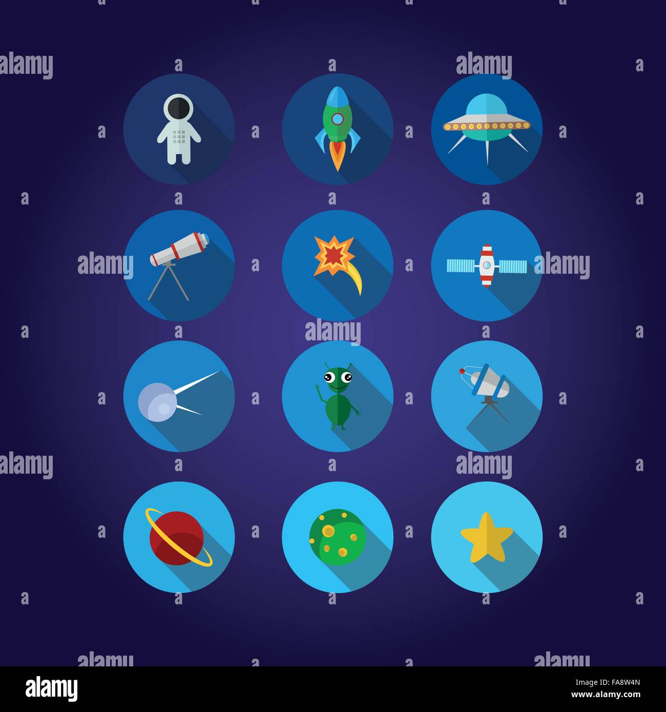 Flat earth in space with sun and moon Stock Vector Images - Alamy