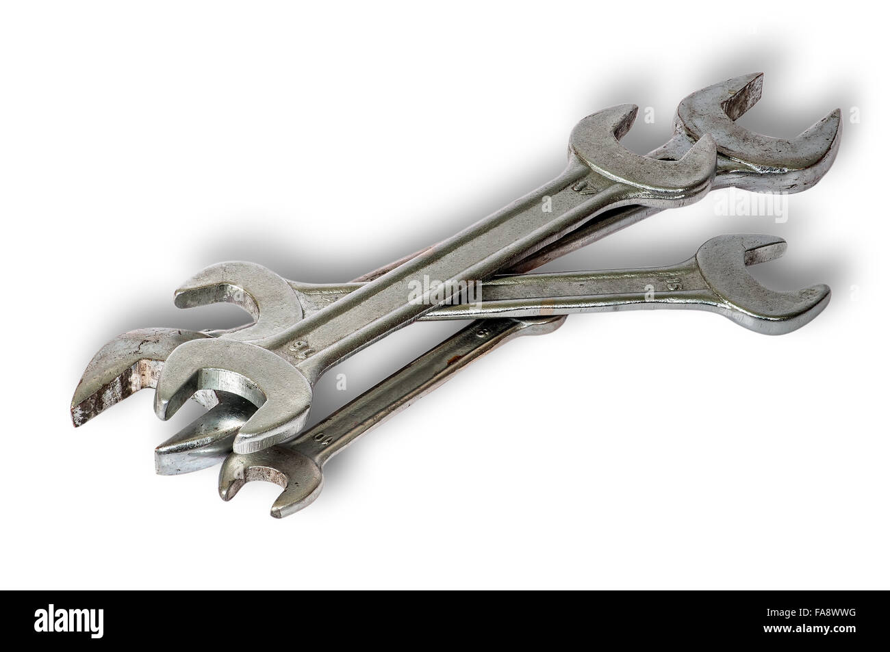 Old set of wrenches isolated on white background Stock Photo - Alamy