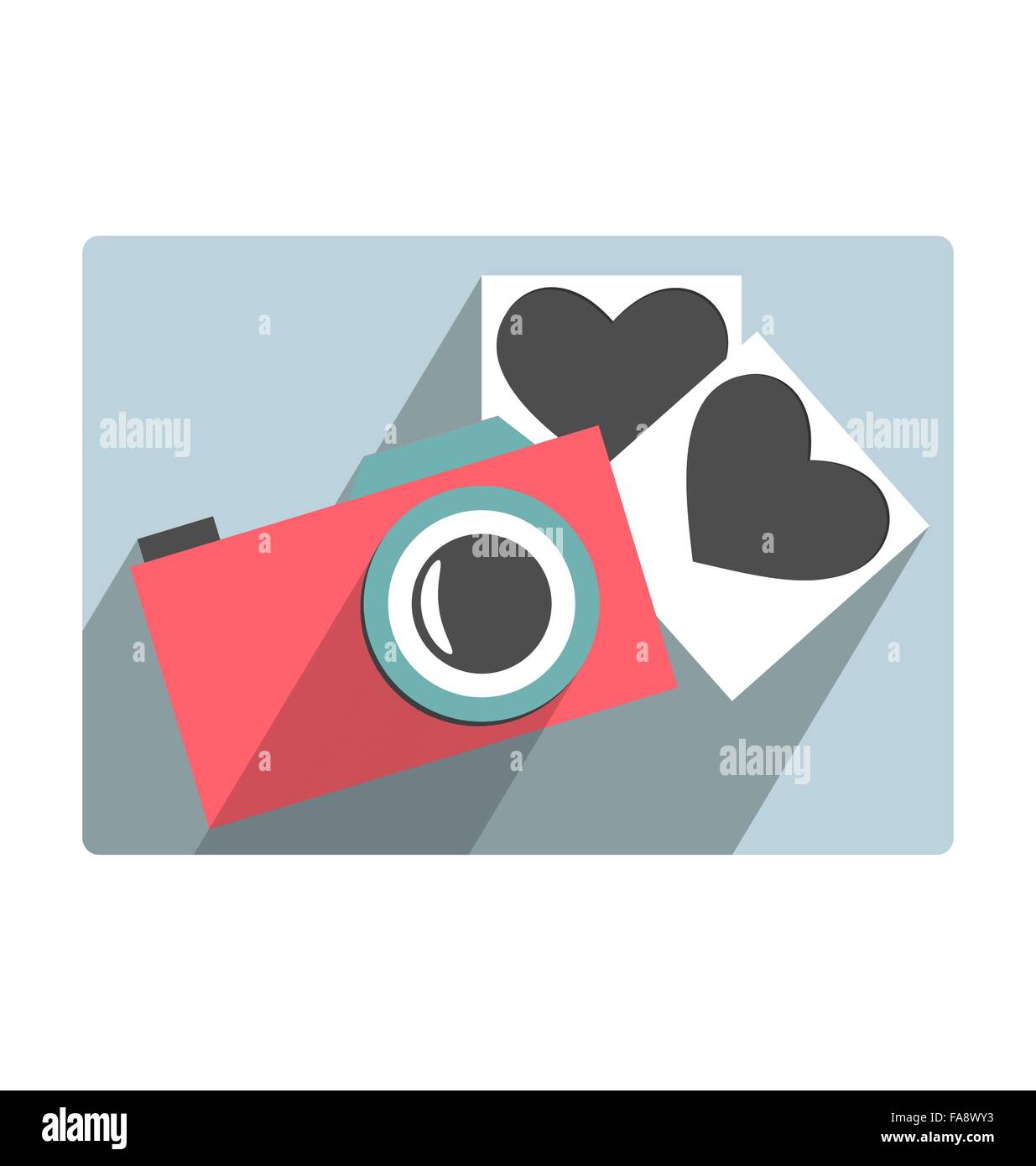 Love flat photo camera with hearts photo frames isolated on whit Stock ...