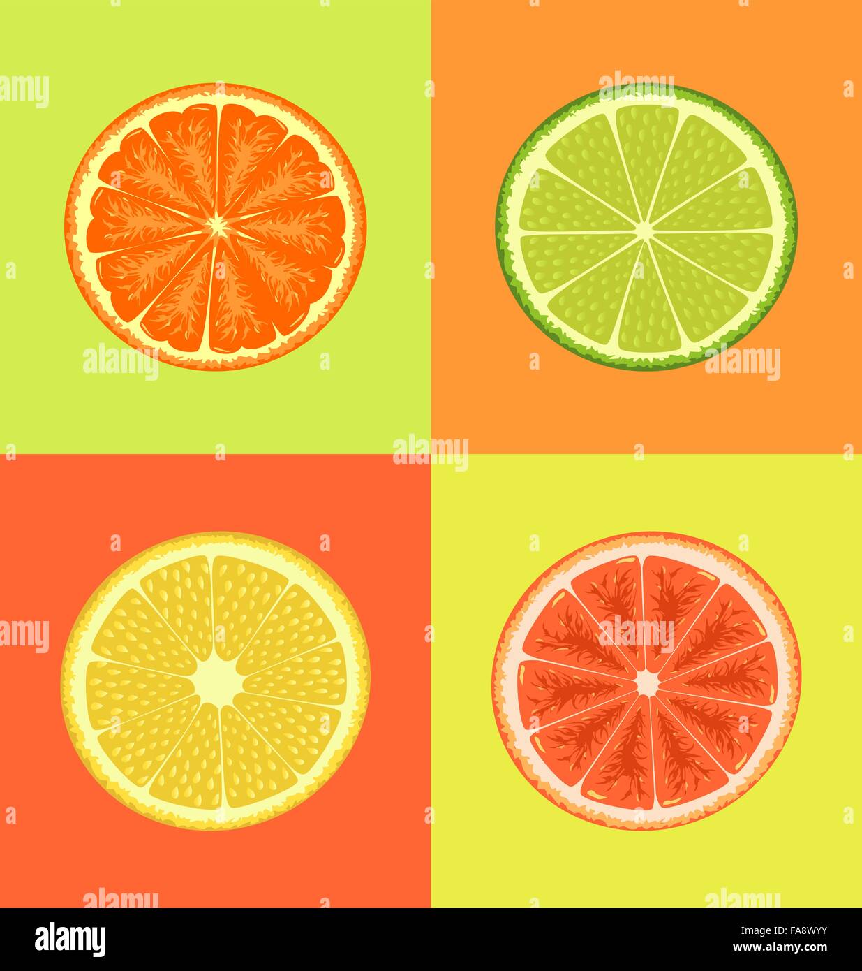Citrus on different colors backgrounds Stock Vector Image & Art - Alamy