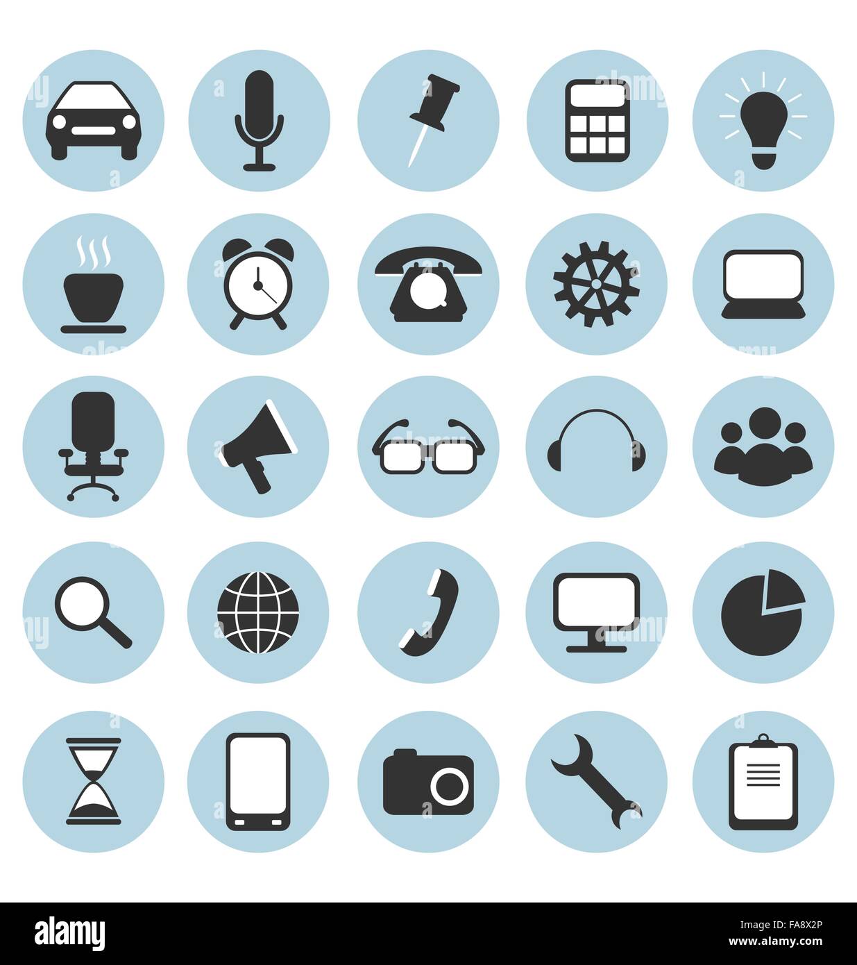 Set of flat icons in circles for web design isolated on white Stock ...
