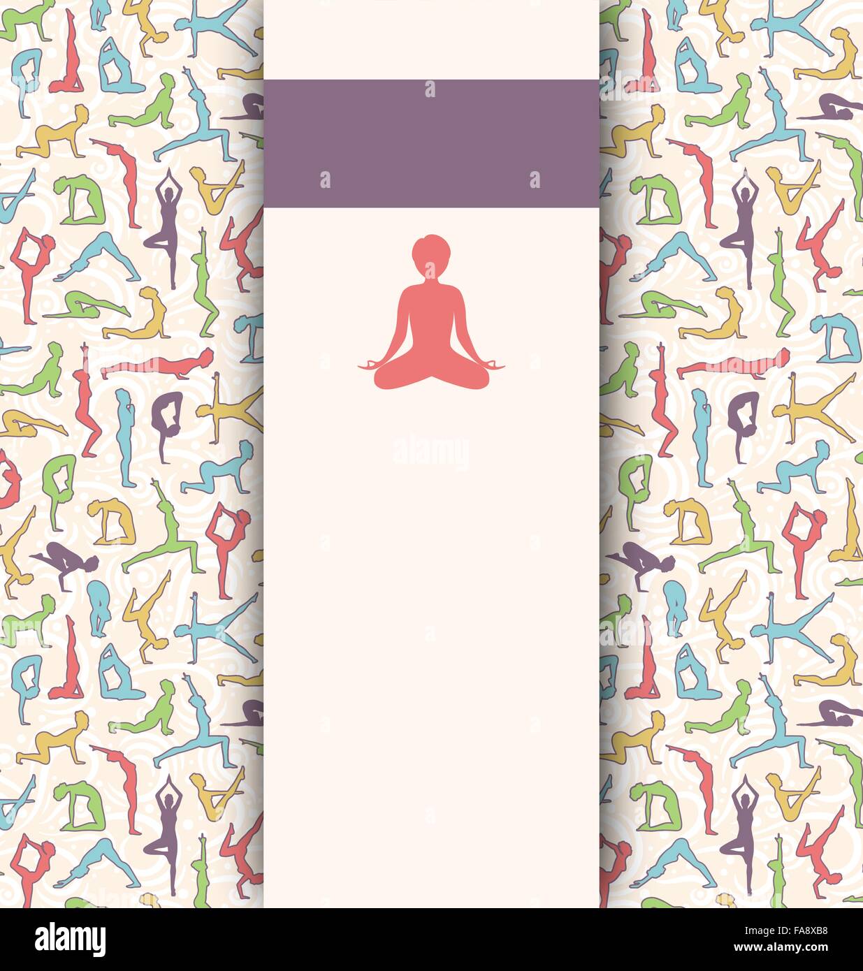 Yoga Lifestyle Card with Women in Asanas Poses on Beige Stock Vector ...