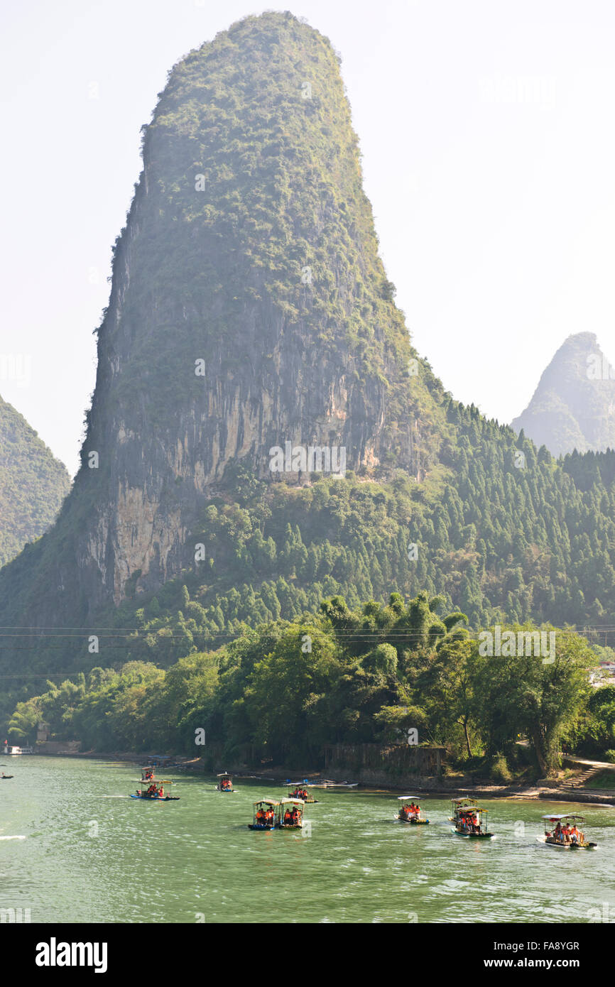 Li River,Karst Mountain Peaks,River Boats,Green 980 foot peaks,Guilin ...