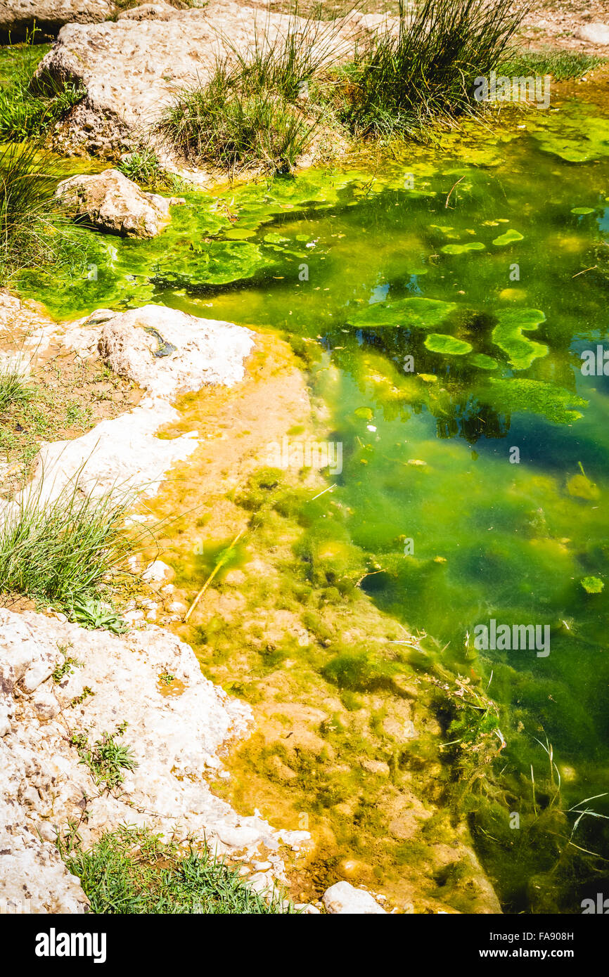 inland lake surrounded by rocks, landscape with forests in Valencia ...