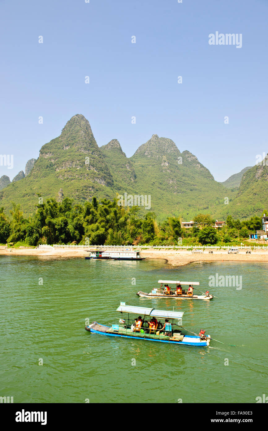 Li River,Karst Mountain Peaks,River Boats,Green 980 foot peaks,Guilin ...