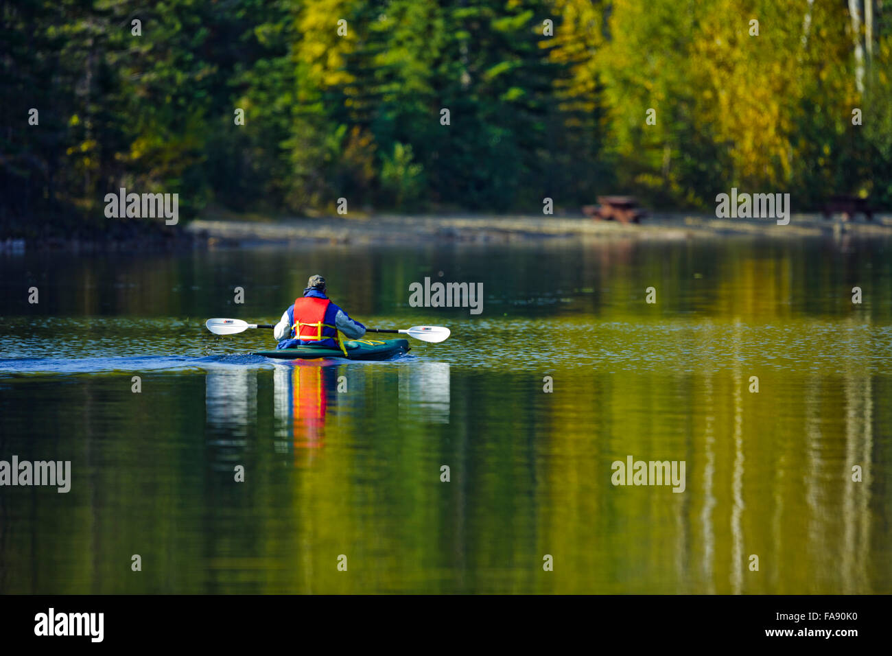 Kayaking on Pyramid Lake, Jasper National Park Stock Photo - Alamy