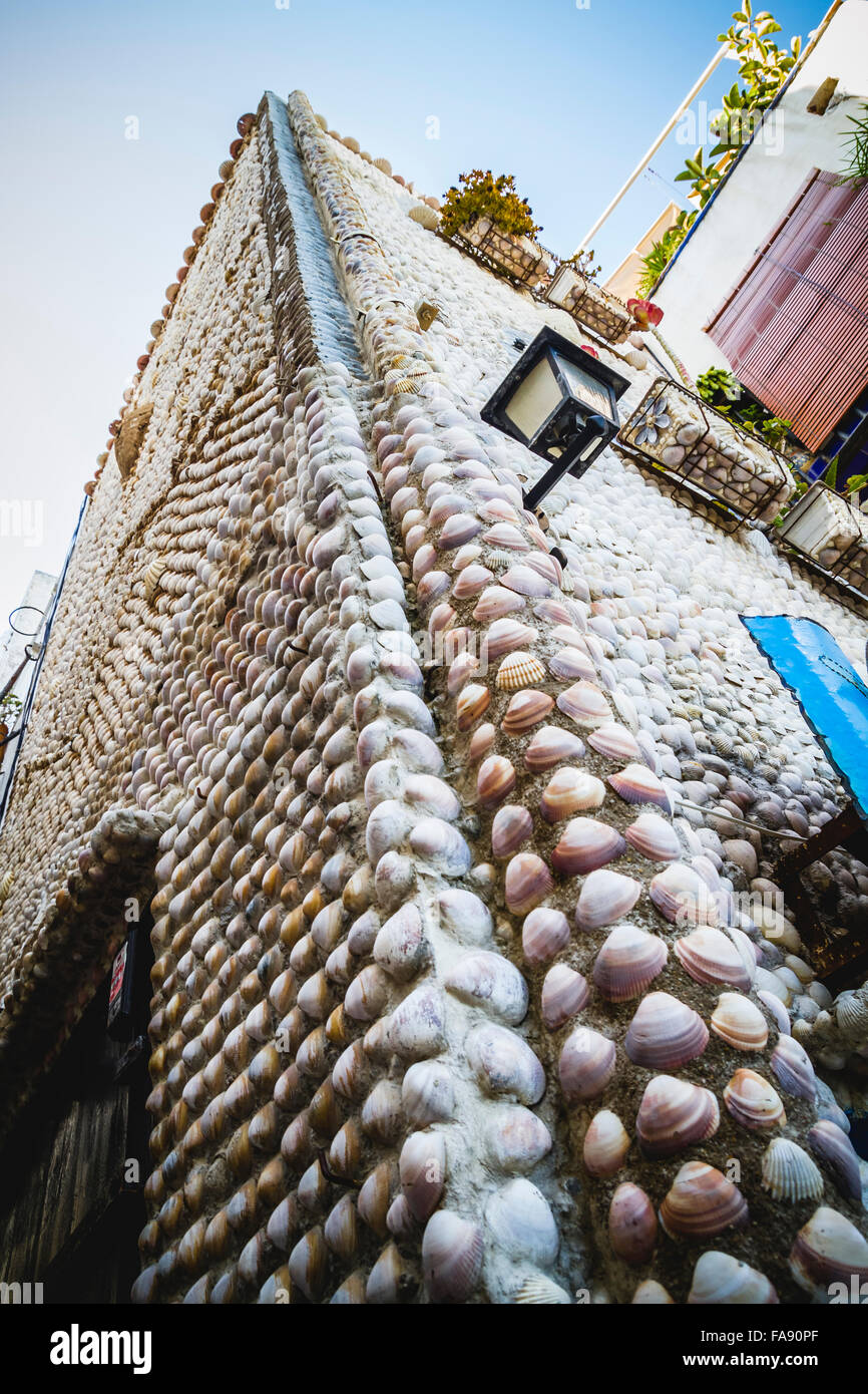 house on facade made of sea shells in Spain Stock Photo - Alamy