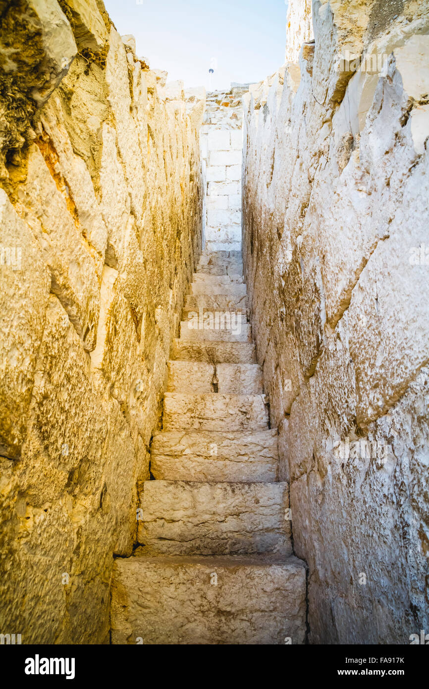 stairs, old Spanish fortress castle made of stone Stock Photo - Alamy