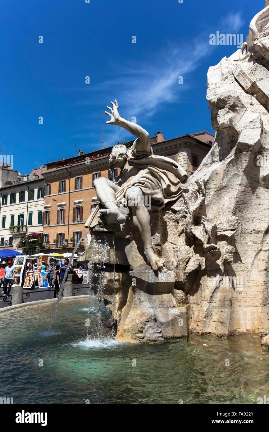 Nile statue - a detail of Piazza Navona Four Rivers fountain (Quattro ...
