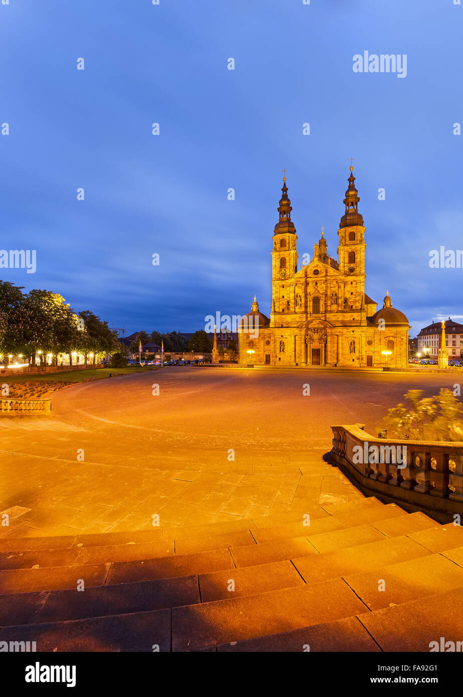Fulda Cathedral at dusk, Fulda, Hesse, Germany Stock Photo - Alamy