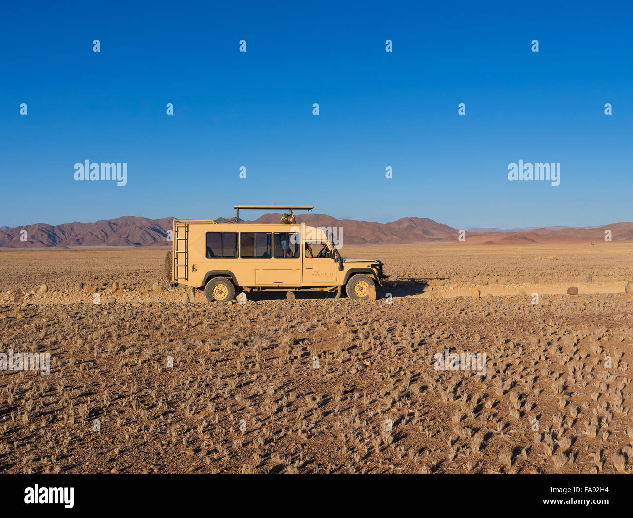 Land rover, Kulala Wilderness Reserve, Namib Desert, Hardap Region ...
