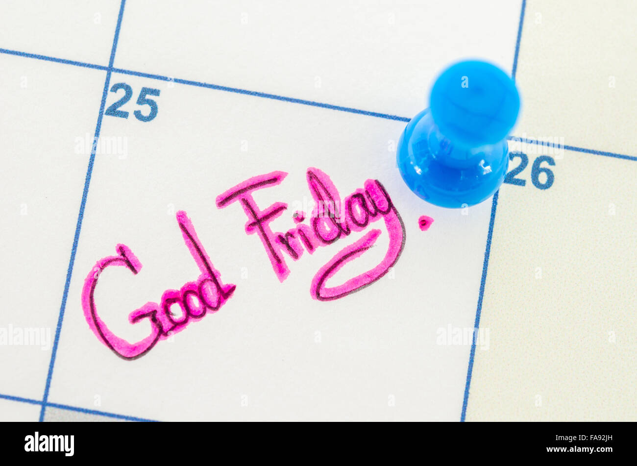 Close up of calendar displaying Good Friday Stock Photo - Alamy
