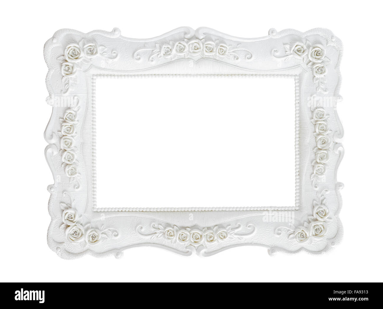 White vintage photo frame isolated on white background, save clipping ...