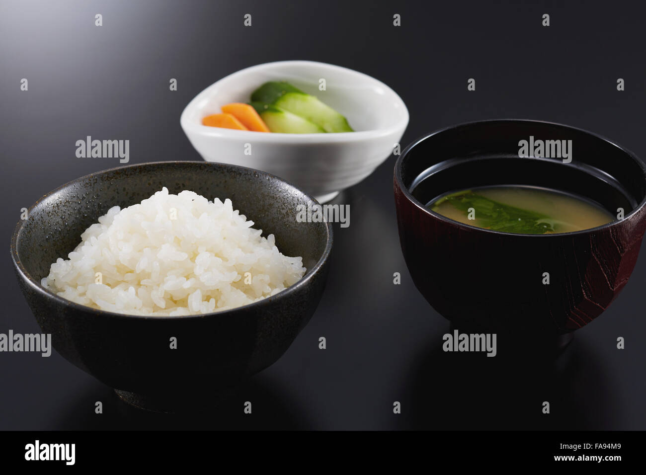 Japanese-style Miso soup, rice and pickles Stock Photo - Alamy