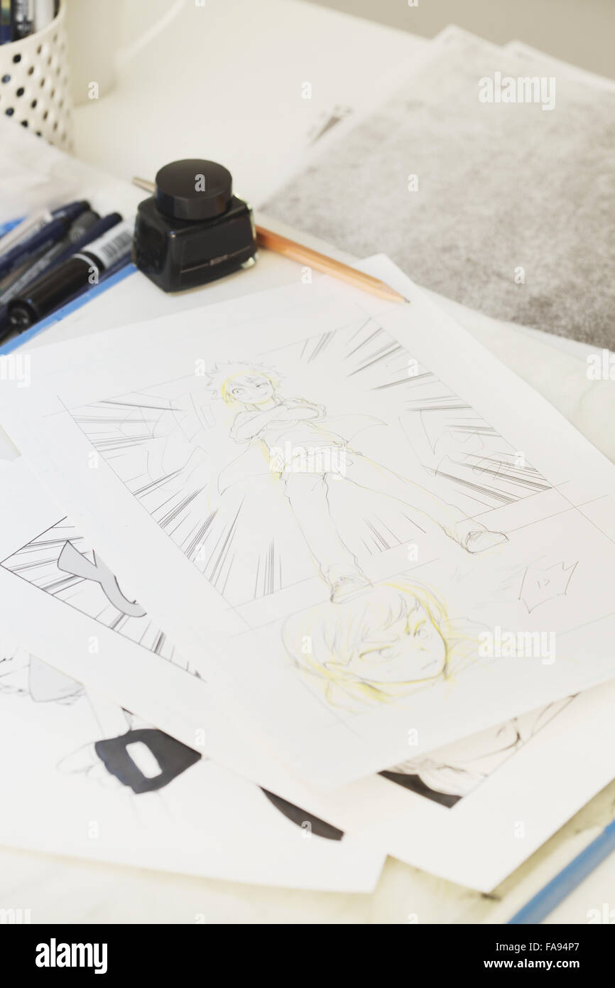 Japanese Manga artist studio Stock Photo - Alamy