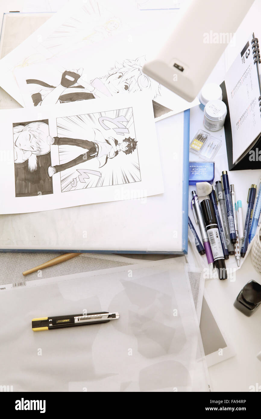 Japanese Manga artist studio Stock Photo - Alamy