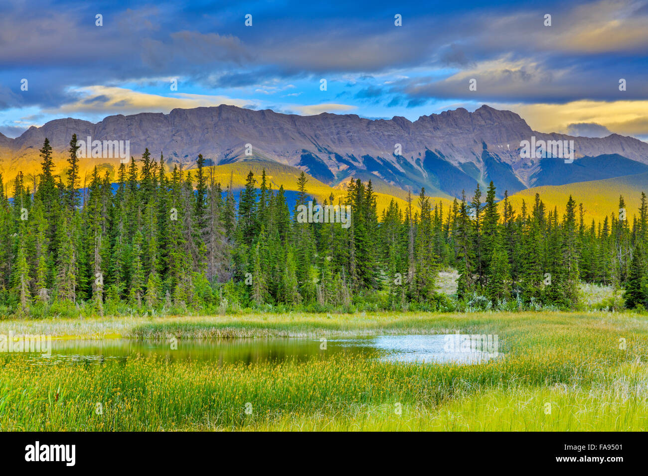 Sunrise over Miette Range and Talbot Lake in Jasper National Park Stock ...