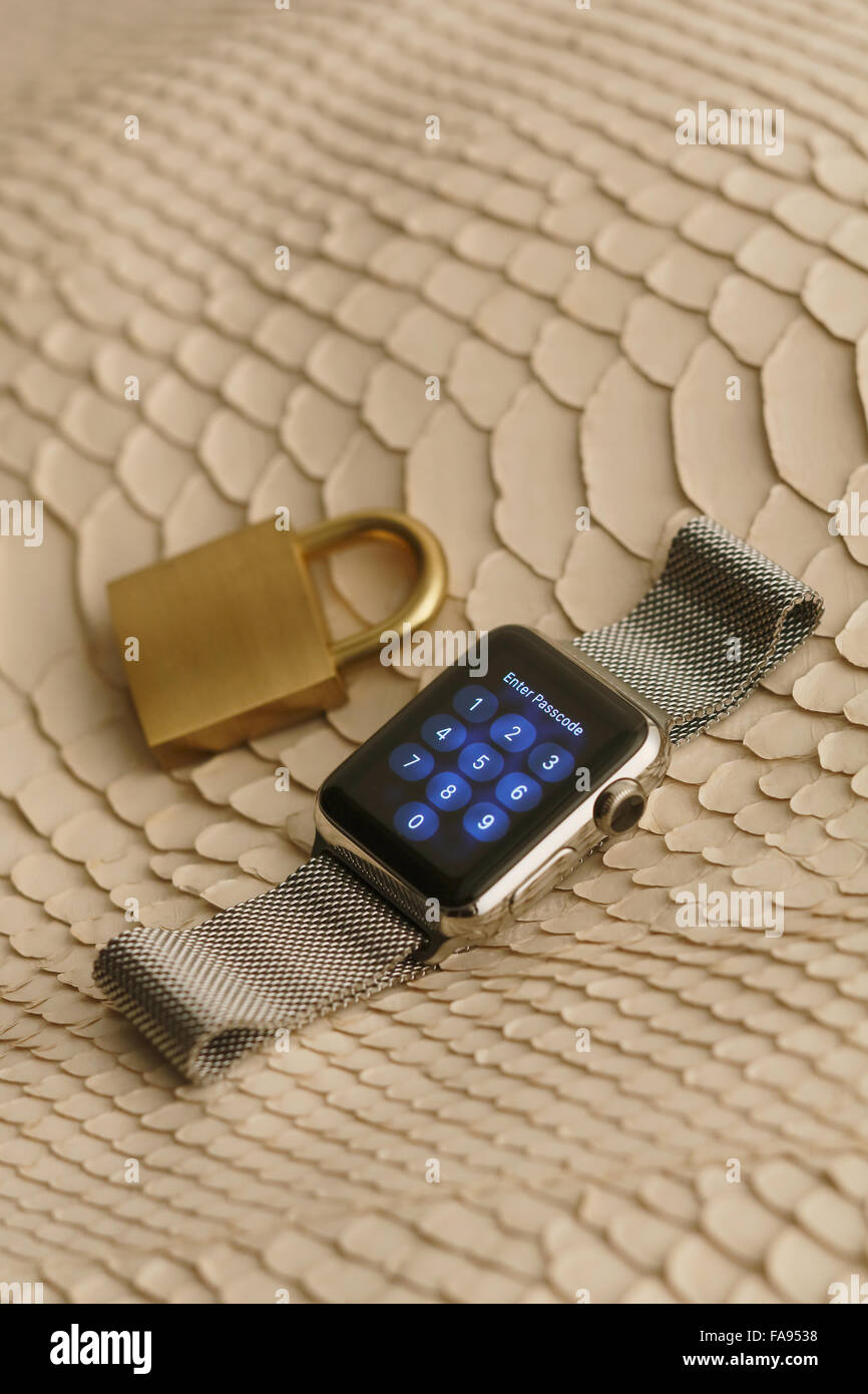Smart watch and lock Stock Photo - Alamy