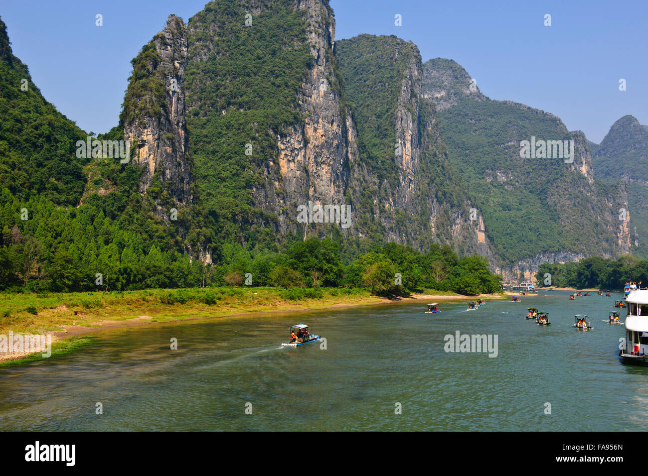 Li River,Karst Mountain Peaks,River Boats,Green 980 foot peaks,Guilin ...