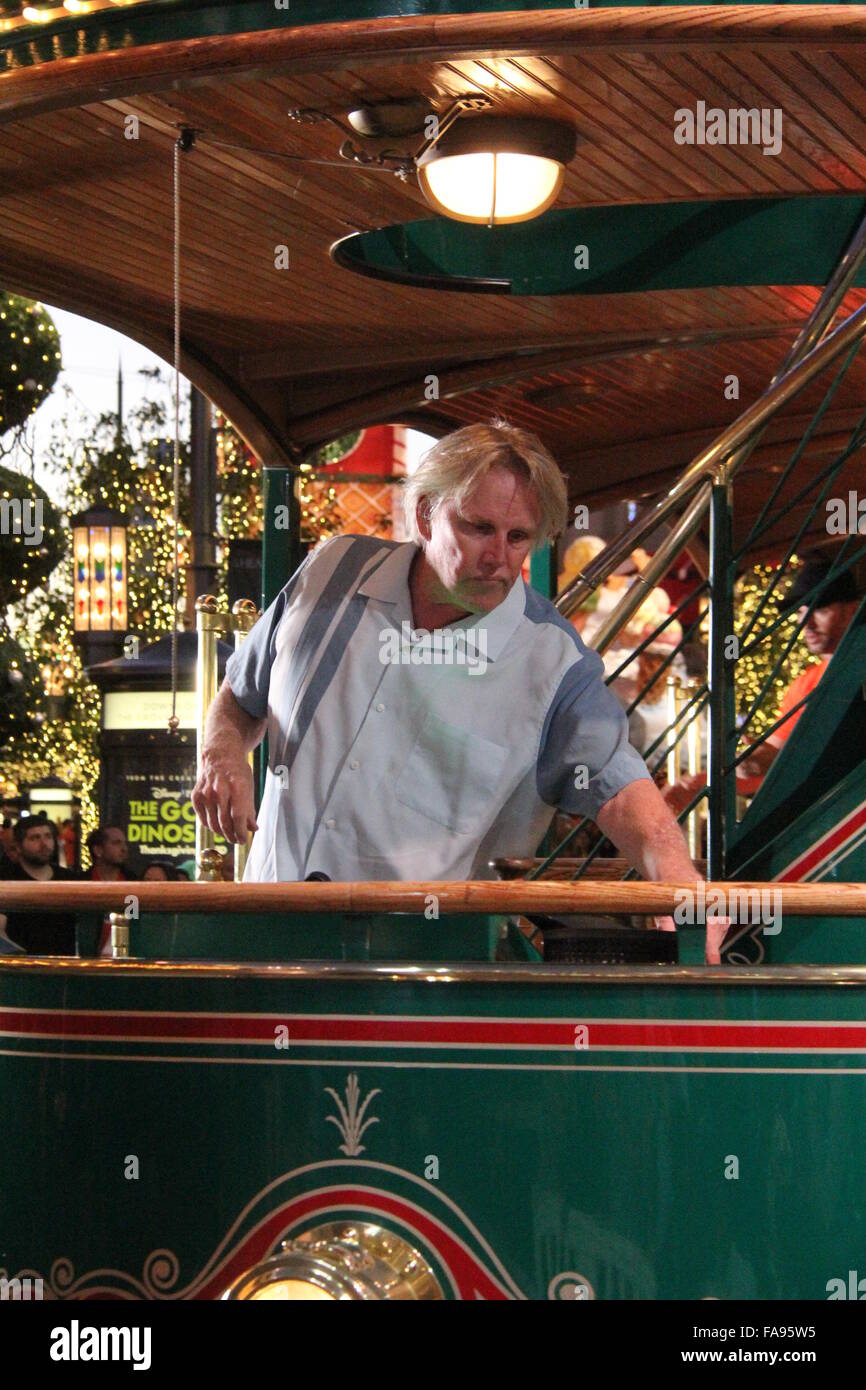 Gary Busey poses on a tram at The Grove with girlfriend Steffanie ...