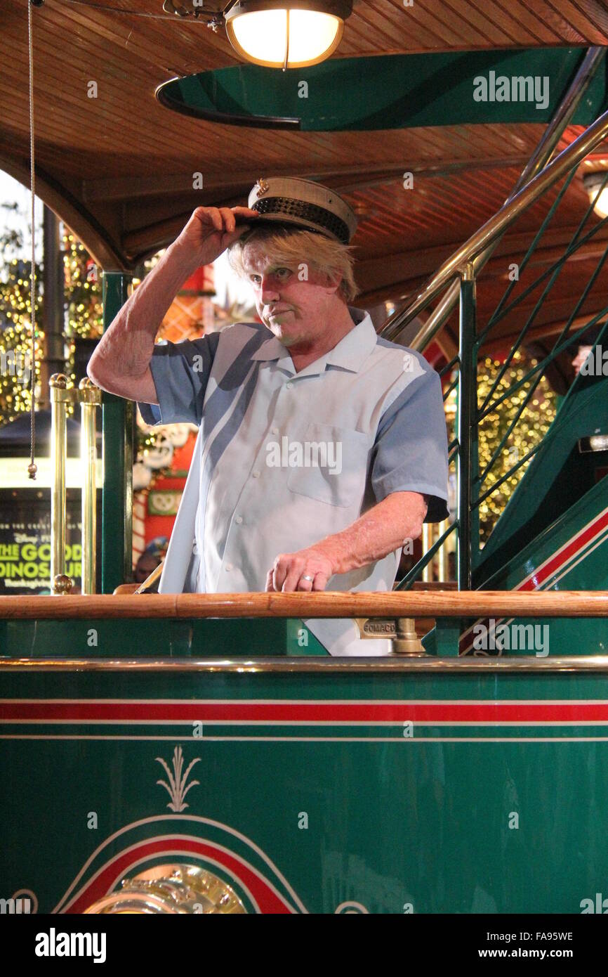 Gary Busey poses on a tram at The Grove with girlfriend Steffanie ...