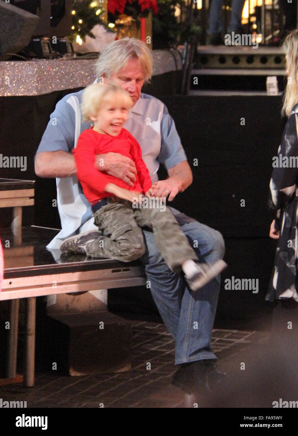 Gary Busey poses on a tram at The Grove with girlfriend Steffanie ...