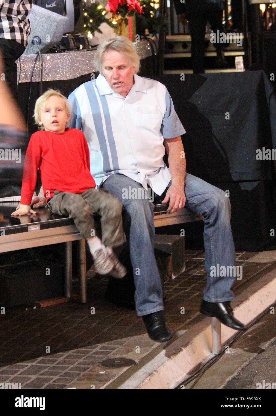 Gary Busey poses on a tram at The Grove with girlfriend Steffanie ...