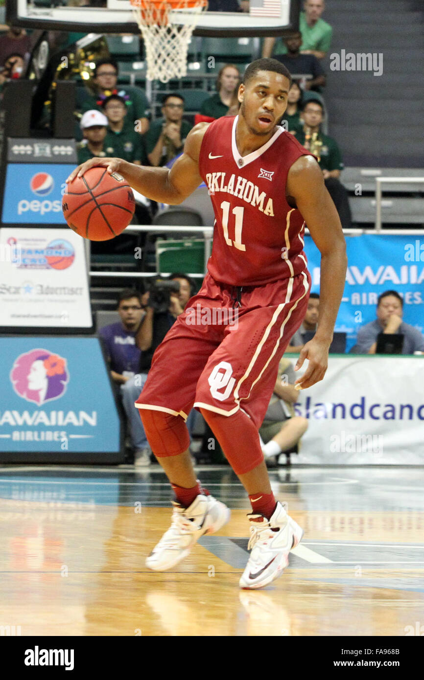Honolulu, HI, USA. 23rd Dec, 2015. Oklahoma Sooners guard Isaiah ...