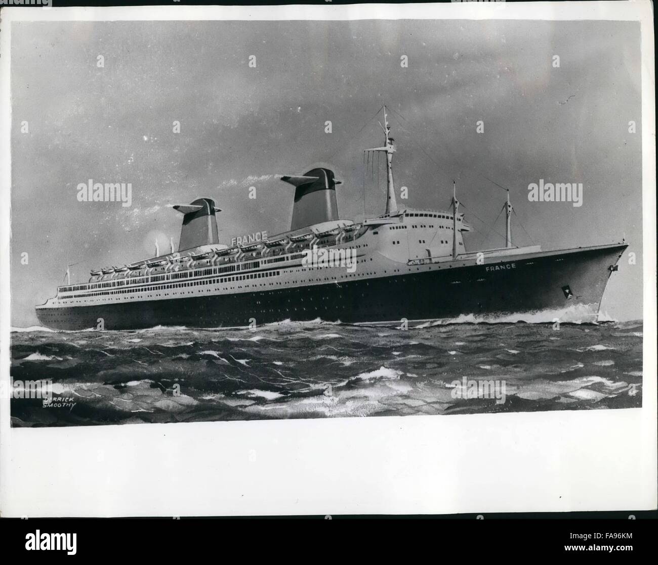 1968 - New French Super Liner Under Construction. Unique Smoke Stack ...