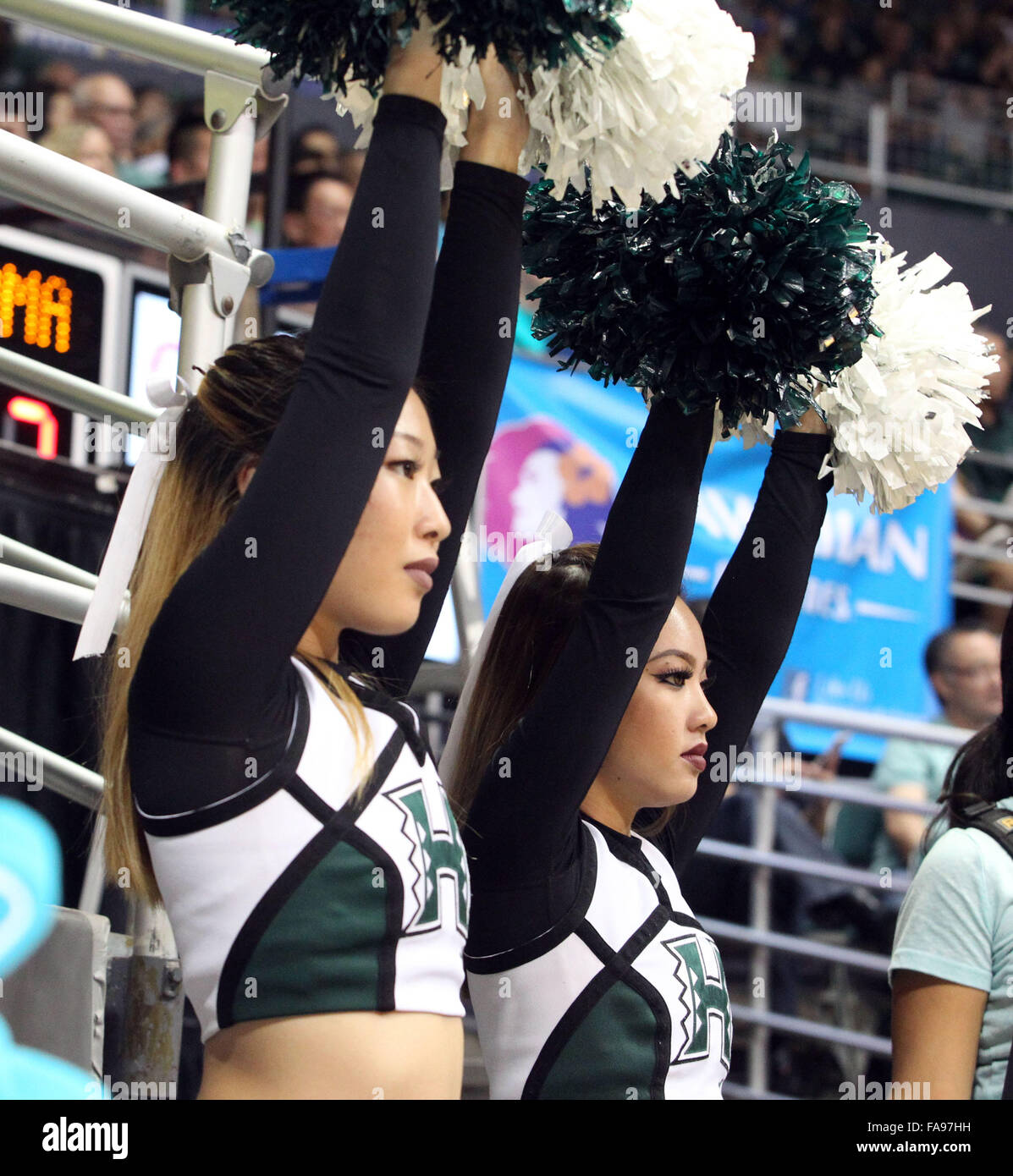 Honolulu, HI, USA. 23rd Dec, 2015. Hawaii cheerleaders during action ...