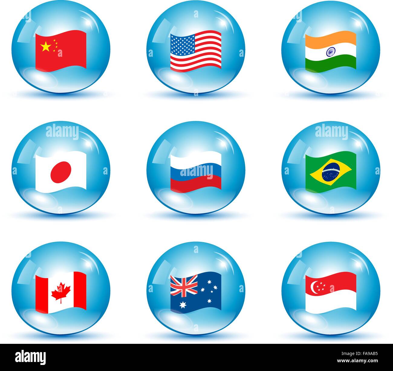 World countries flags set in a bubbles with shadows Stock Vector Image ...