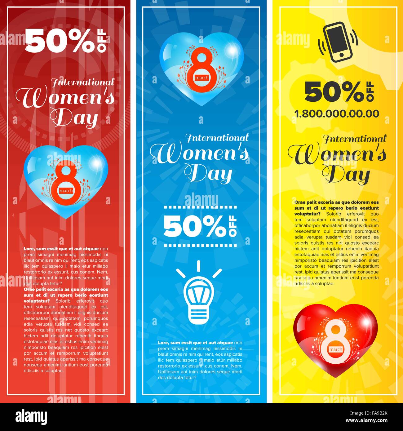 Women day vertical banners set. Design concept. Vector Illustration ...