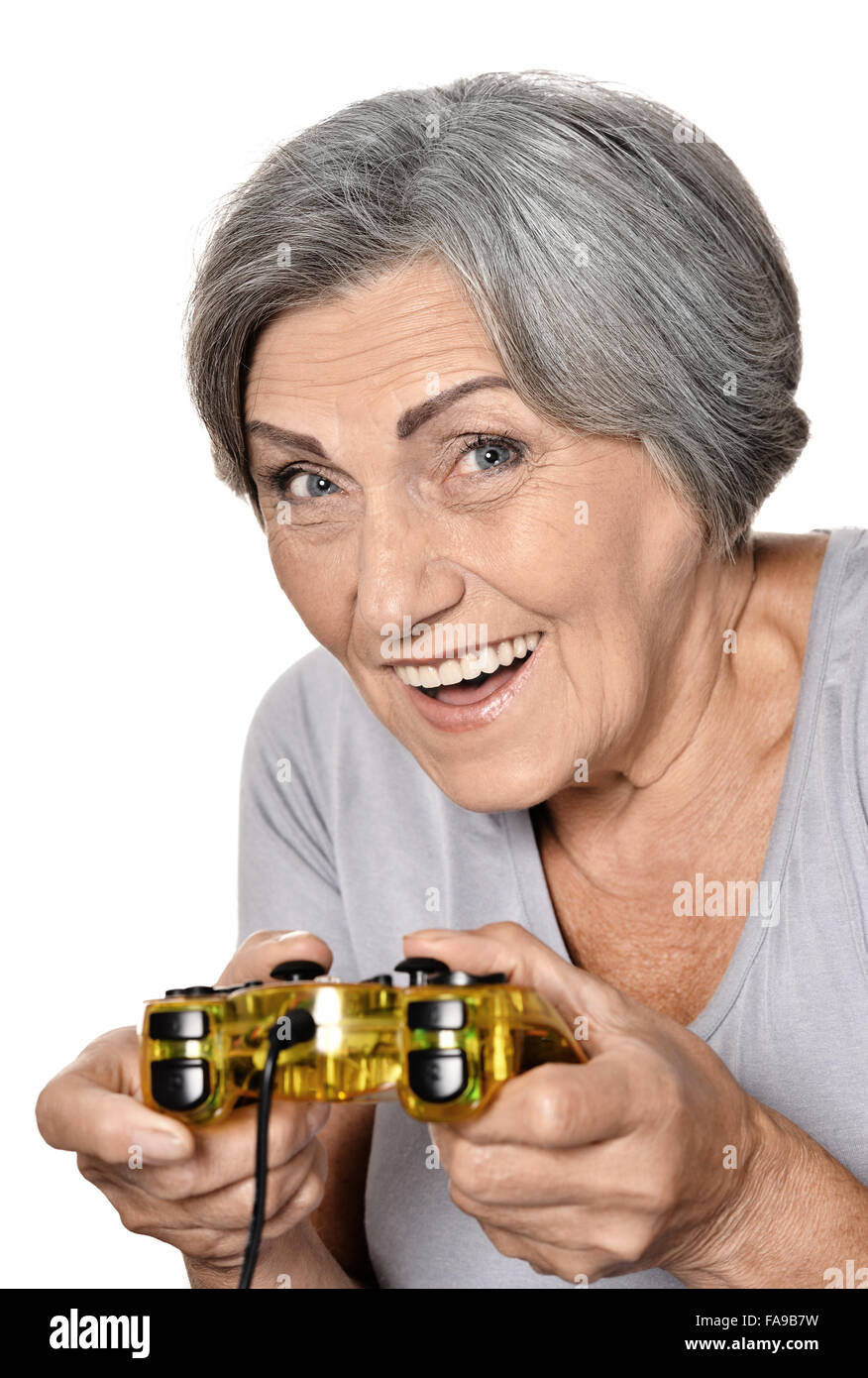 Woman play video game Stock Photo - Alamy