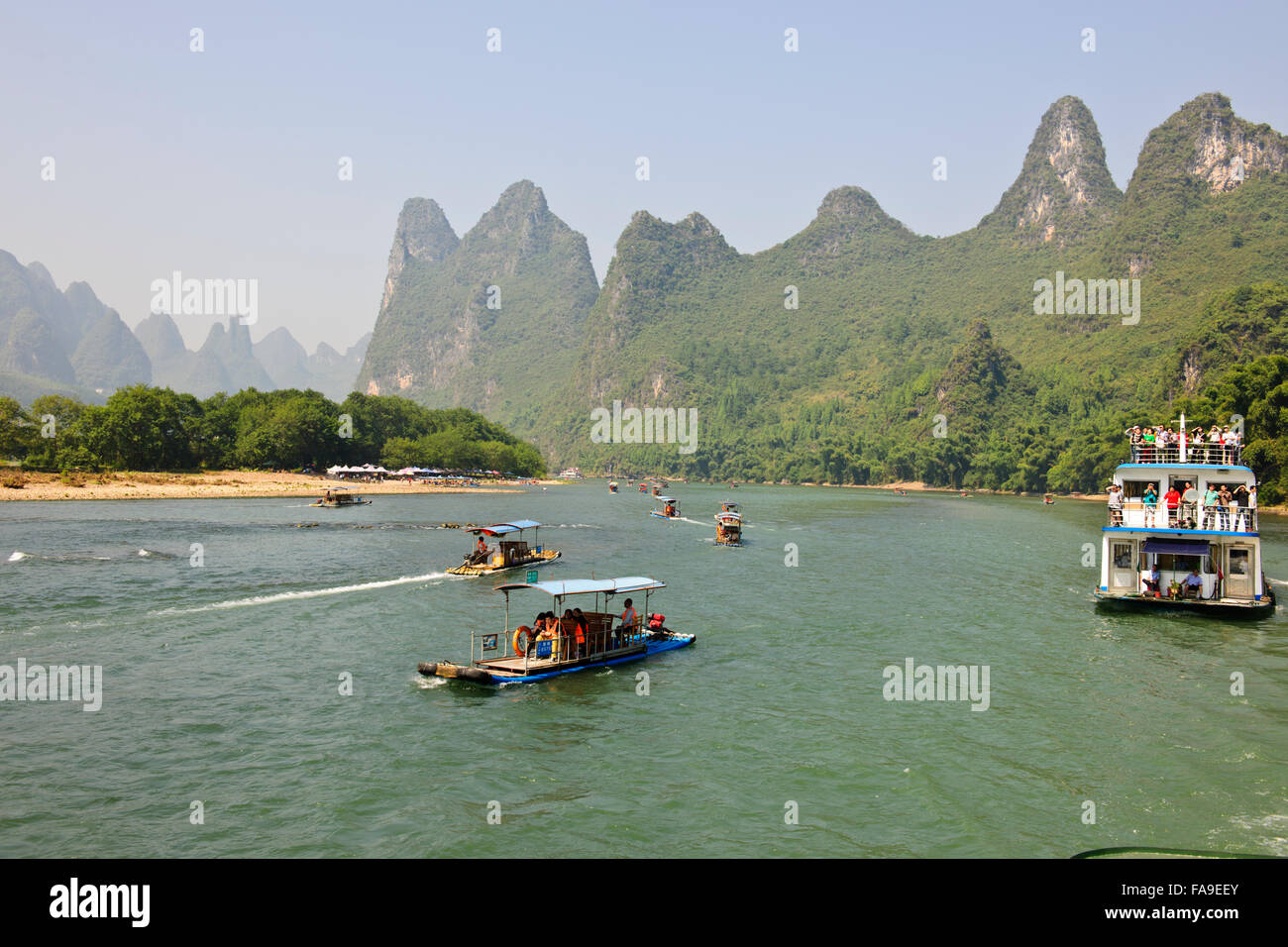 Li River,Karst Mountain Peaks,River Boats,Green 980 foot peaks,Guilin ...