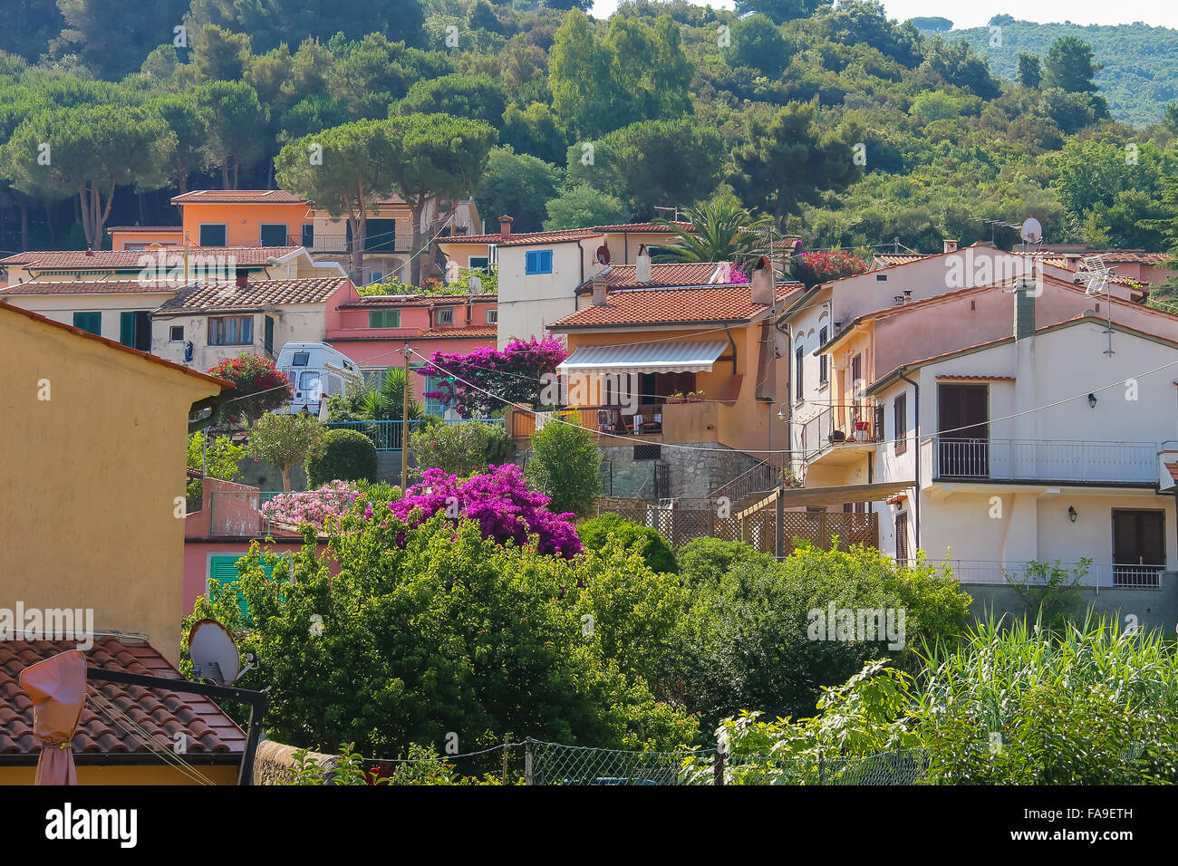 View of small picturesque town Marciana Marina on Elba Island, Italy ...