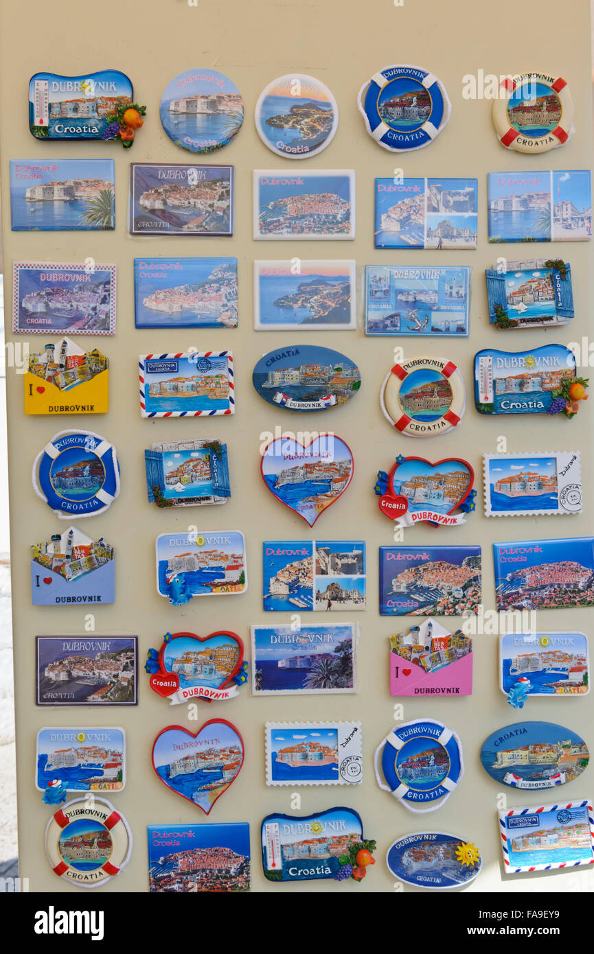 A selection of fridge magnets on sale in Dubrovnik, Croatia Stock Photo ...