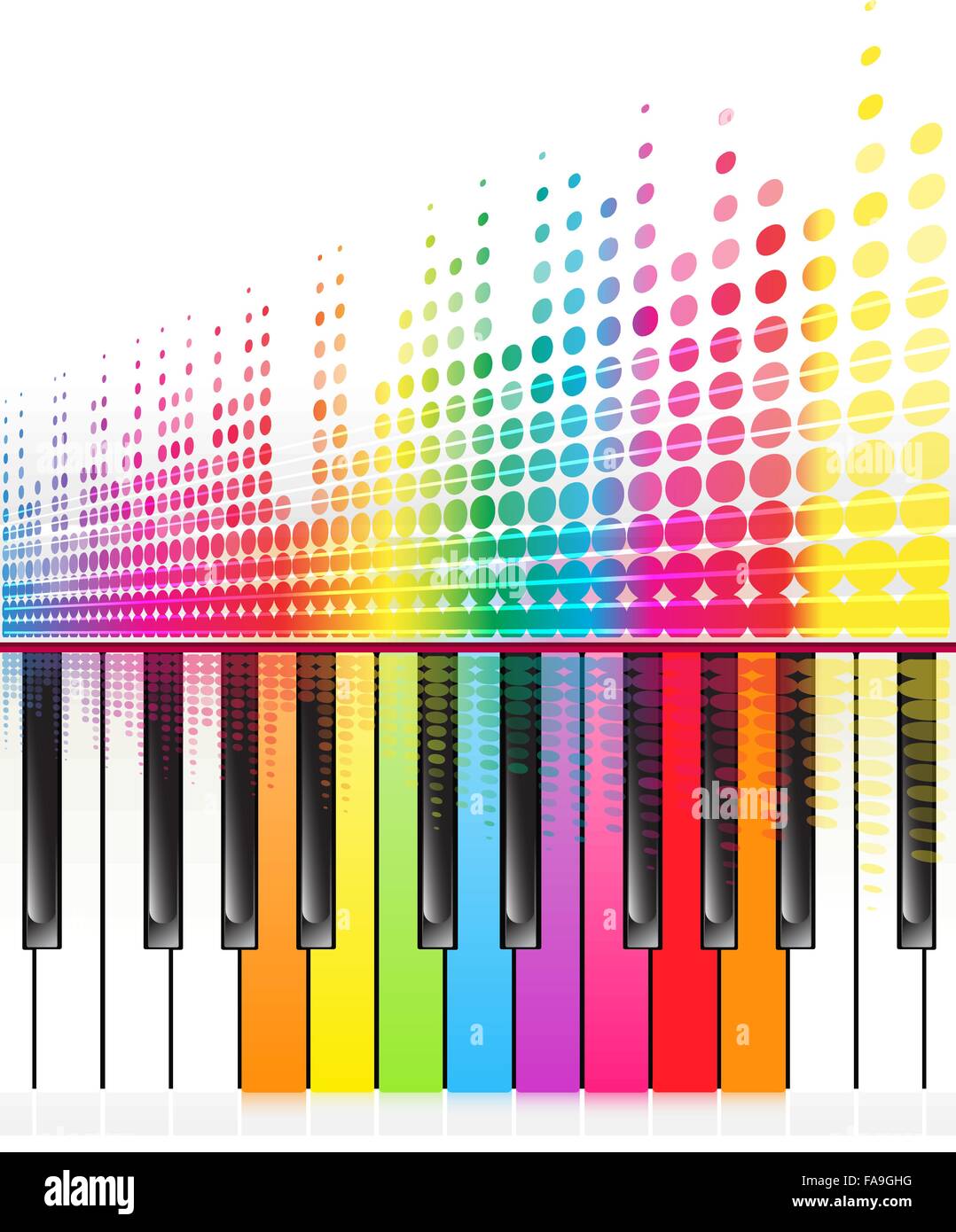 rainbow keys of piano and sound waves lines.vector Stock Vector Image ...