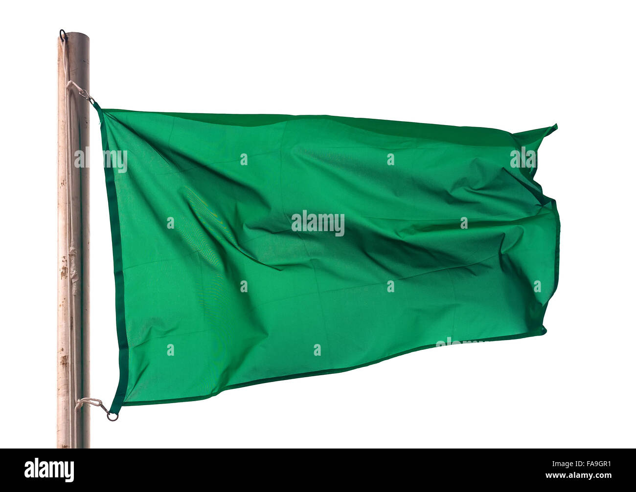 Green flag. Isolated on white background Stock Photo - Alamy