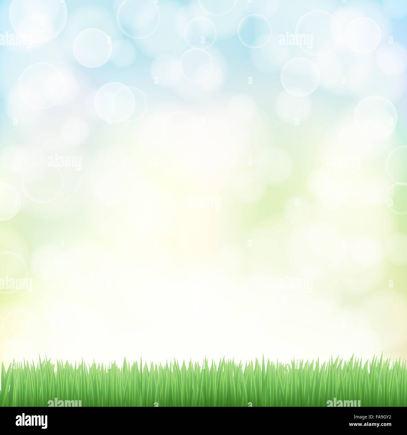 spring background with green grass and bokeh effects lights. vector ...