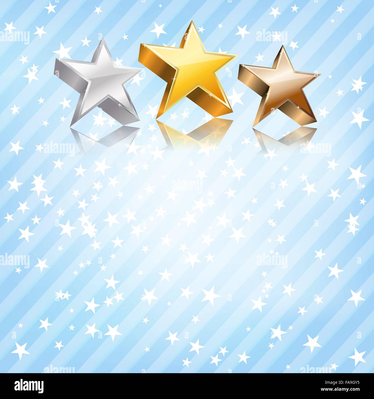 Golden, silver and bronze stars on blue background. vector Stock Vector ...