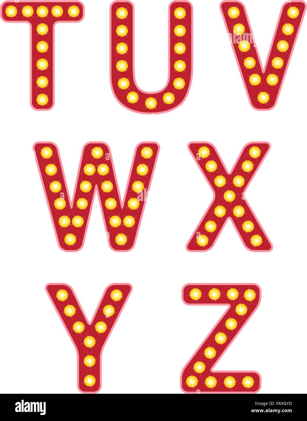 set of abc letters with retro lights, vector Stock Vector Image & Art ...
