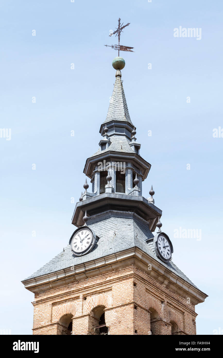 clock and bell tower in a medieval Spanish city Stock Photo - Alamy