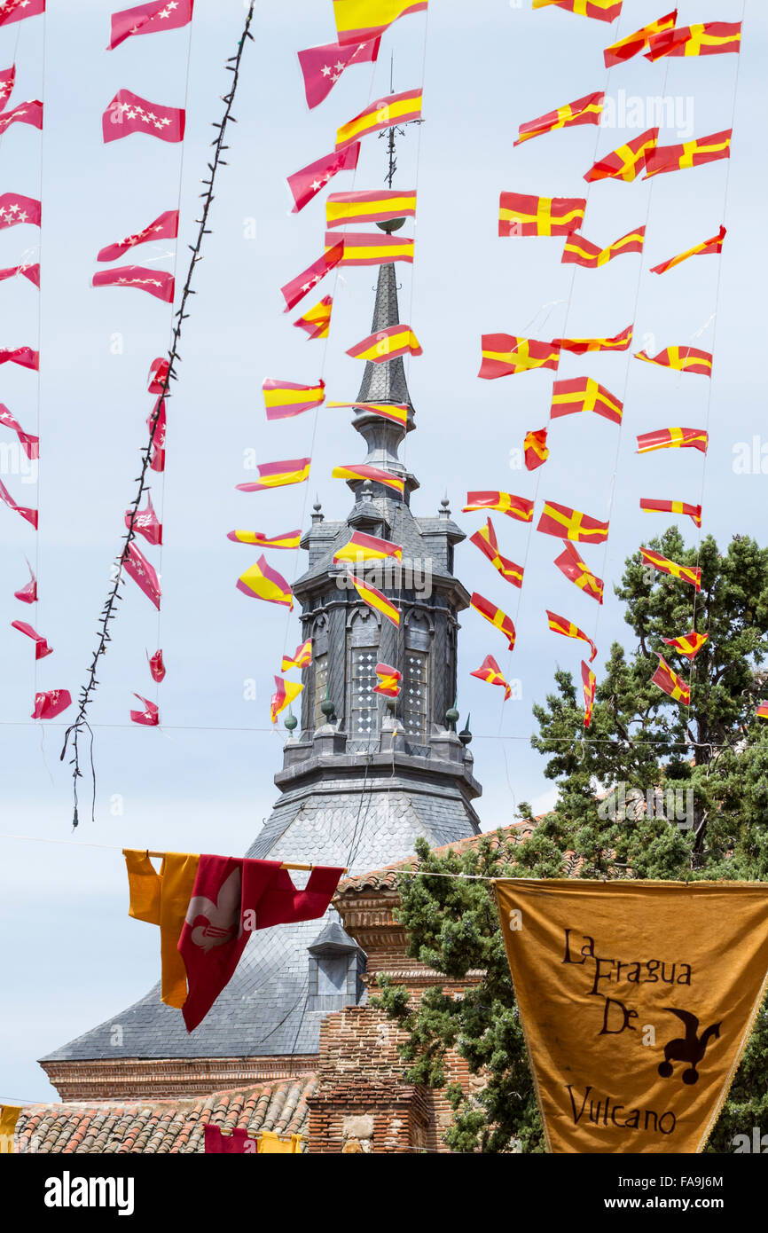 clock and bell tower in a medieval Spanish city Stock Photo - Alamy