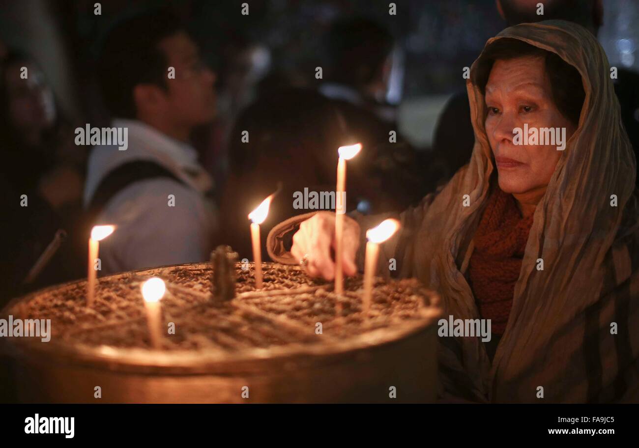 Bethlehem, West Bank city of Bethlehem. 24th Dec, 2415. A Christian ...