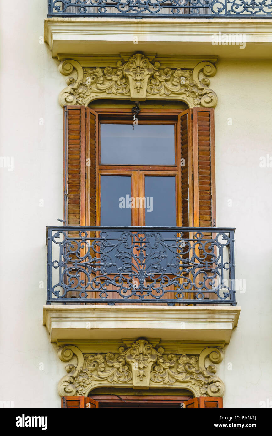 balconies, tipical architecture of the Spanish city of Valencia Stock ...