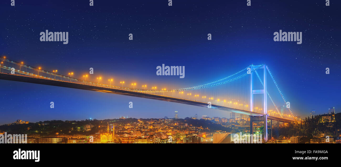 View of Bosphorus bridge at night Istanbul, Turkey Stock Photo - Alamy
