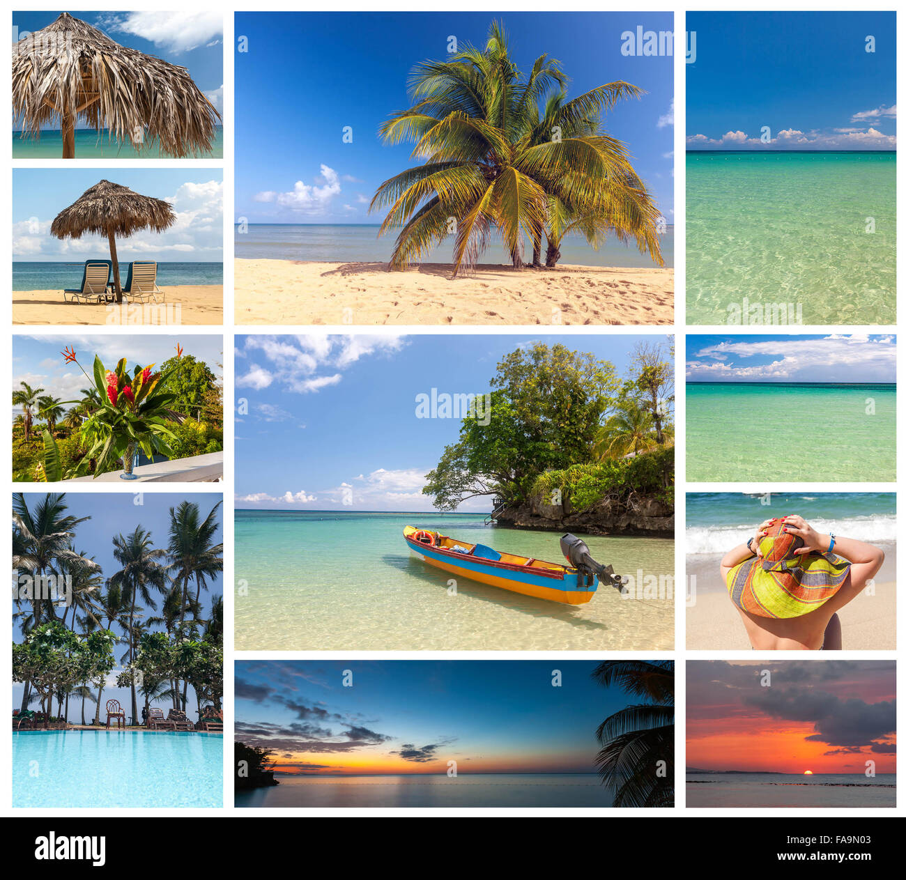 Collage of beach holiday scenes in Jamaica Stock Photo - Alamy