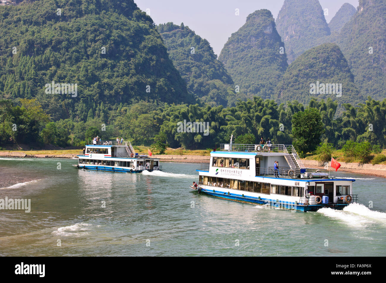 Li River,Karst Mountain Peaks,River Boats,Green 980 foot peaks,Guilin ...