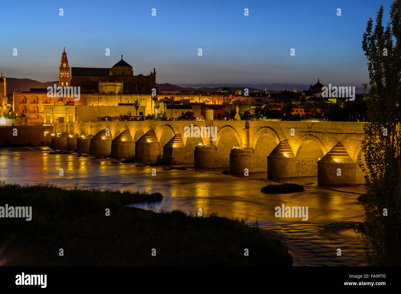 Roman bridge at night Stock Photo - Alamy