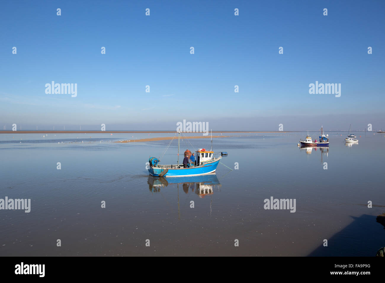 Wirral Peninsula, England. Picturesque view of small fishing boats on ...